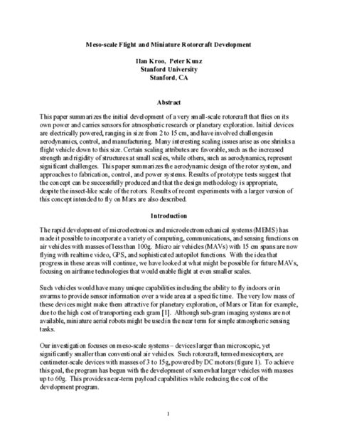 Pdf Mesoscale Flight And Miniature Rotorcraft Development