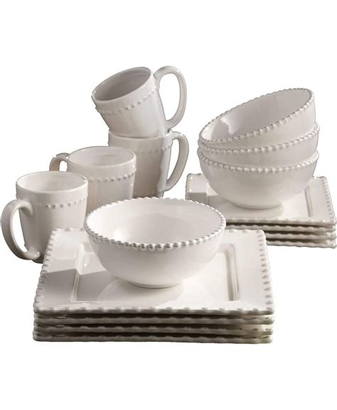 American Atelier Bianca Bead White Square 16 Pc Set Macys