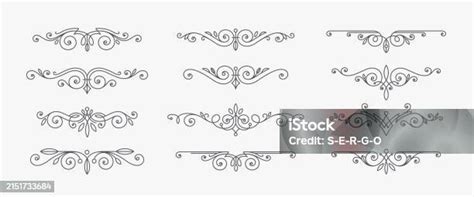 붓글씨 세트는 우아한 장식용 칸막이가 번성합니다 페이지 장식 디자인 요소 벡터 일러스트 레이 션입니다 고전 양식에 대한 스톡 벡터 아트 및 기타 이미지 Istock