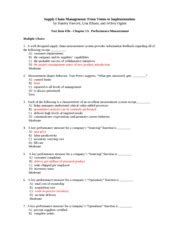 SCM Ch 13 Test Review With Answers Supply Chain Management From Vision To Implementation By