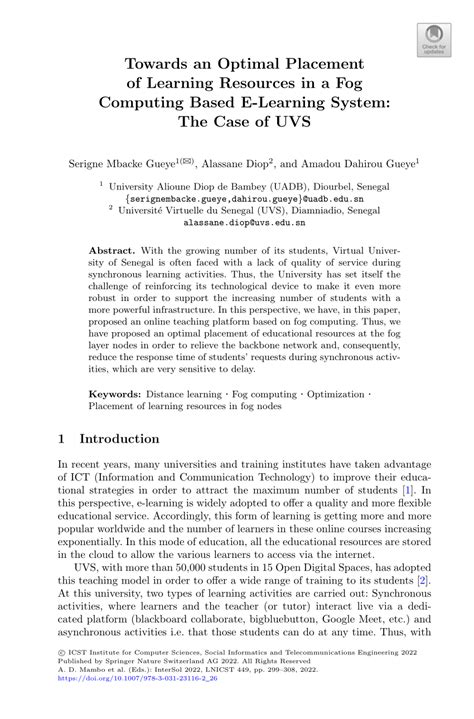 PDF Towards An Optimal Placement Of Learning Resources In A Fog
