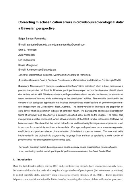 Pdf Correcting Misclassification Errors In Crowdsourced Ecological