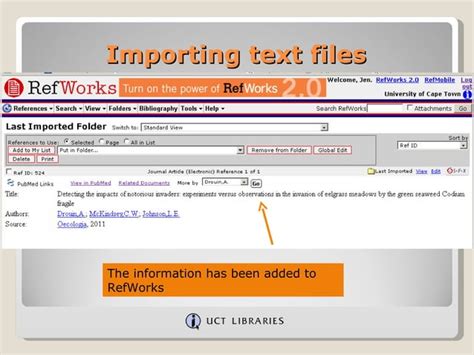 Importing Text Files Into Refworks Ppt