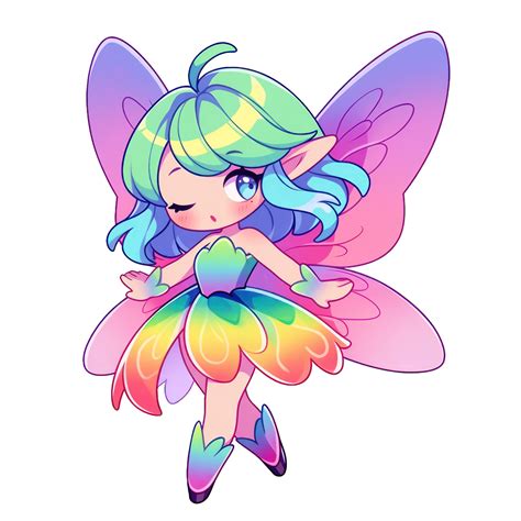 Cute Chibi Rainbow Fairy Ai Generative 33494364 Png