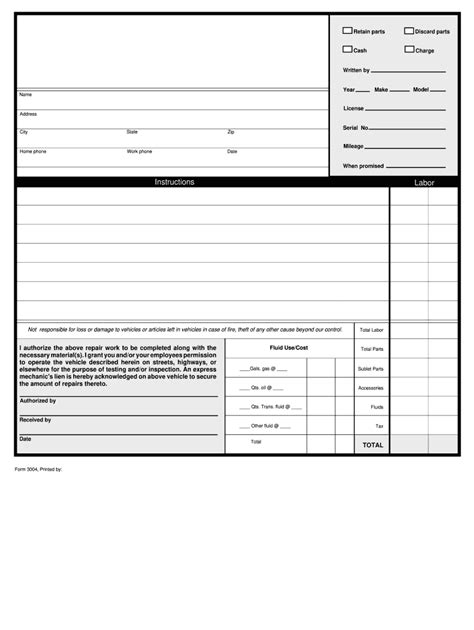Mechanic Receipt Pdf - Fill Online, Printable, Fillable, Blank | pdfFiller