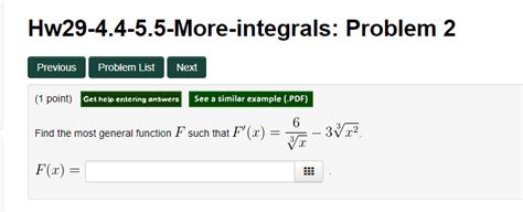 solved hw29 4 4 5 5 more integrals problem 2 previous