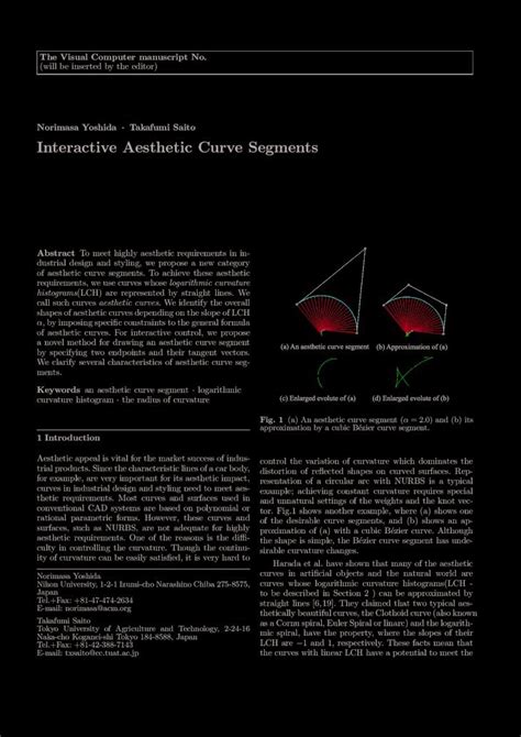 Pdf Interactive Aesthetic Curve Segmentscurves In Artiﬁcial Objects And The Natural World Are