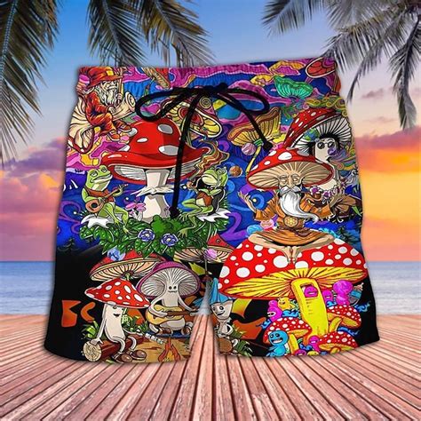 Mens Graphic Prints Mushroom Swimming Trunks Board Shorts Swim Shorts