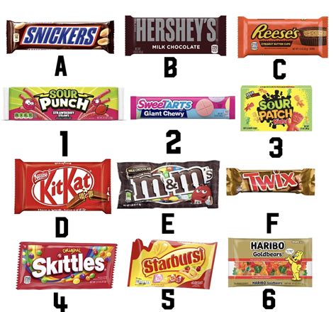 pick one from each row r candy