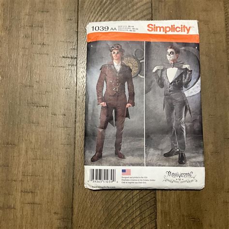 Simplicity 1039 Sewing Pattern Arkivestry Steampunk Skeleton Mens