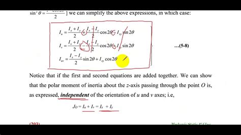 Moment Of Inertia Inclined Axes Transformation Equations Youtube