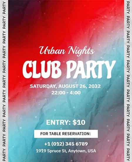 Club Party Flyer Templates Free Editable Printable