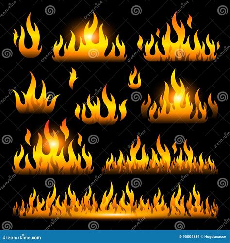 Vector Graphic Flames Illustration On Black Stock Vector Illustration