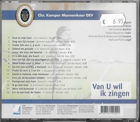 CD Chr Kamper Mannenkoor DEV Van U Wil Ik Zingen Orgel Center