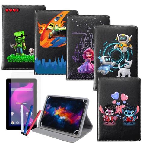 Capa Giratória C Suporte Para Tablet Positivo Vision Tab 7 Estampada Película Caneta Touch