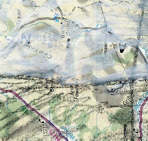 Roadless Map Cambrian Mountains Gouache Painting By Elizabeth Anne Fox