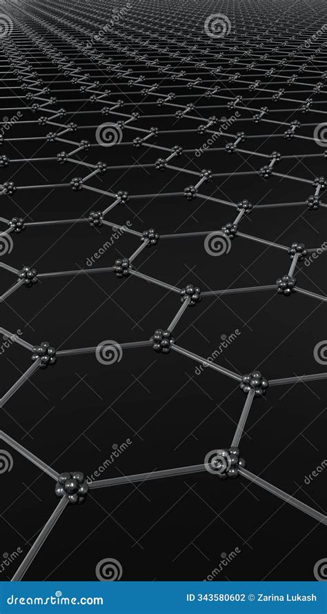 Graphene Crystal Lattice Plane Of Hexagonal Cells 3d Illustration Stock