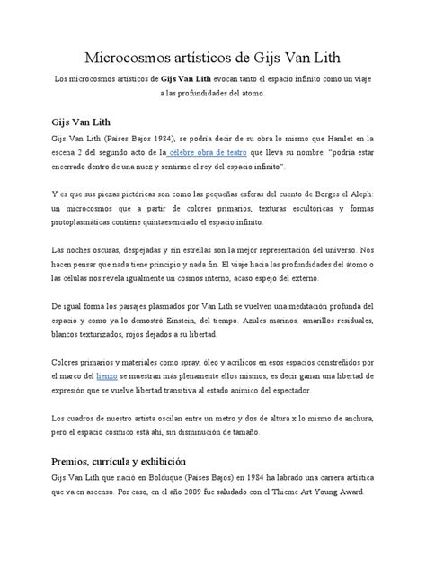 Microcosmos Artísticos De Gijs Van Lith Pdf Estética