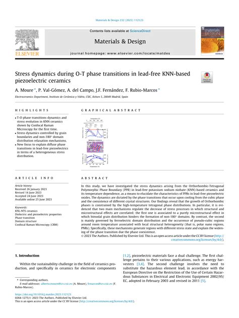 Pdf Stress Dynamics During O T Phase Transitions In Lead Free Knn Based Piezoelectric Ceramics