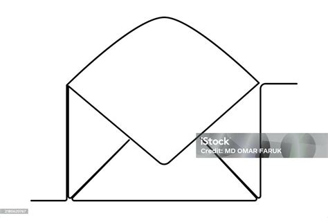 하트가 있는 봉투의 연속적인 한 줄 그리기 연애편지 벡터 일러스트 레이 션 2월에 대한 스톡 벡터 아트 및 기타 이미지 2월 개념 개념 기호 Istock