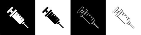 흑백 배경에 격리된 Gmo 주사기 아이콘을 설정합니다 유전자 변형 된 유기체 약어 Dna 음식 수정 벡터 0명에 대한 스톡 벡터