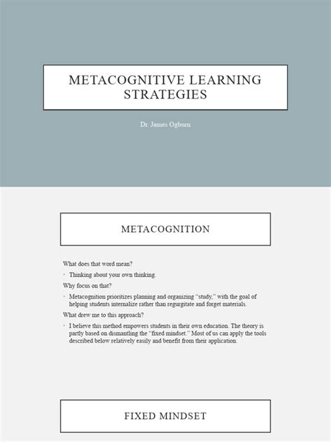 Metacognitive Learning Strategy 3 | PDF | Mindset | Metacognition