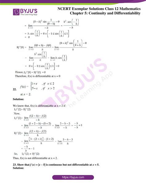 ncert exemplar solutions for class 12 maths chapter 5 continuity and differentiability get pdf