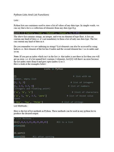 4python Lists And List Functions Pdf Data Type String Computer