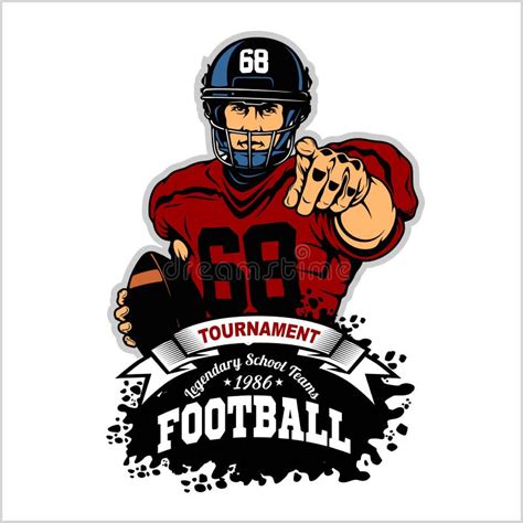 American Football Player Prepared To Pass The Ball Isolated On The