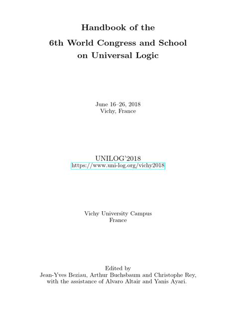 Unilog 2018 Handbook Download Free Pdf Model Theory Mathematical