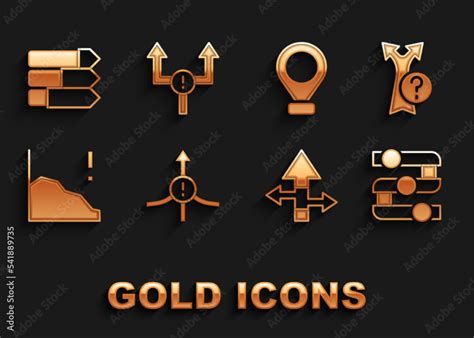 Set Arrow Graph Chart Diagram Financial Growth Decrease Location Pie Infographic And Icon