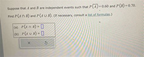 Solved Suppose That A And B Are Independent Events Such Chegg