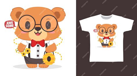 Premium Vector Cute Bear With Honey Bee Cartoon Tshirt Art Vector Designs