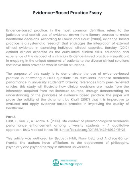 Evidence Based Practice Essay Words Nursing Paper