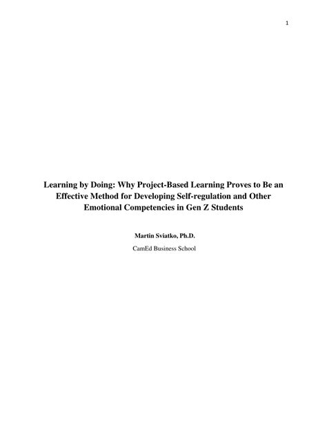 Pdf Learning By Doing Why Project Based Learning Proves To Be An
