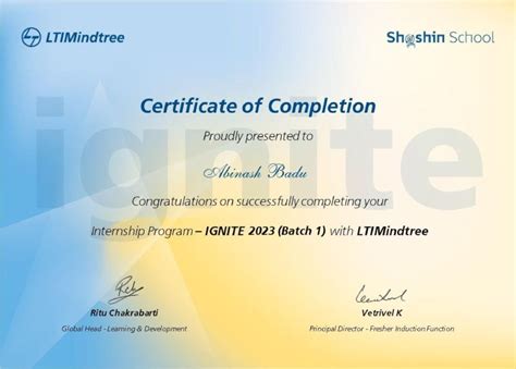 Abinash Badu On Linkedin Internshipcompletion Professionalgrowth Linkedin Ltimindtree 10