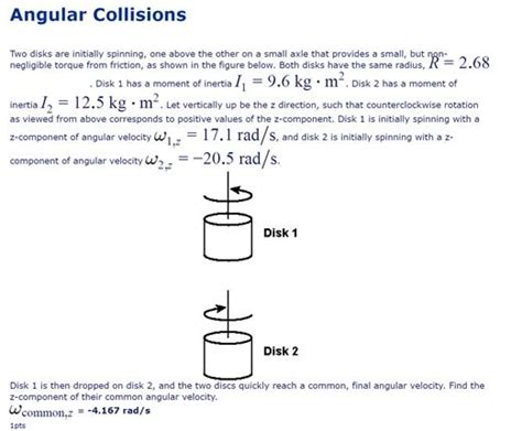 Solved Angular Collisions Two Disks Are Initially Spinning