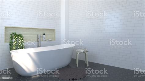현대 홈 타일된 바닥 층 디자인 3d 렌더링 화이트 룸 복사 공간 배경 흰색 깨끗 한 벽 타일 욕실 샤워 화장실 욕실 인테리어 0명에 대한 스톡 사진 및 기타 이미지