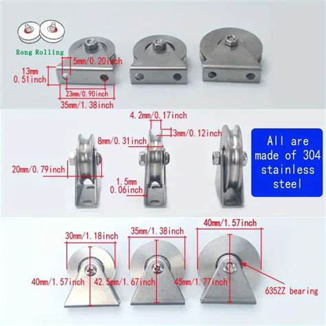 2pcs Sheave 롤러 단일 304 스테인레스 스틸 635zz 베어링 로프 풀리 외부 브래킷이있는 구동 Temu