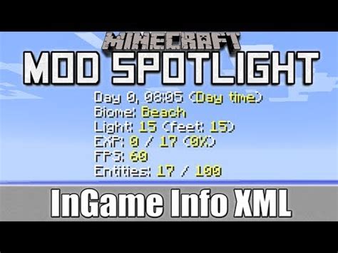InGame Info XML Mod Display Various Information Directly MC Mods Org