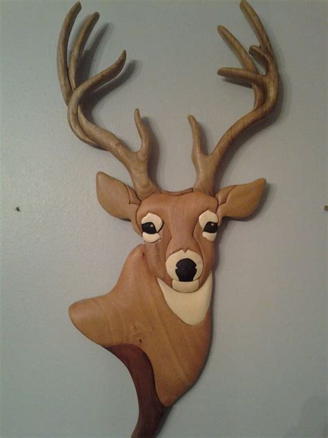 Buck Deer Intarsia Wood Art