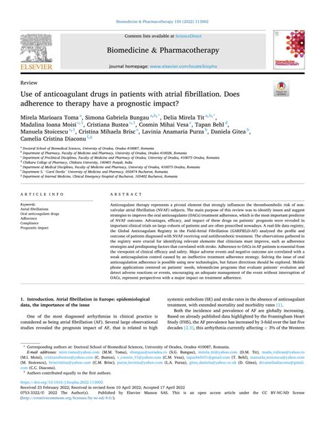 Pdf Use Of Anticoagulant Drugs In Patients With Atrial Fibrillation