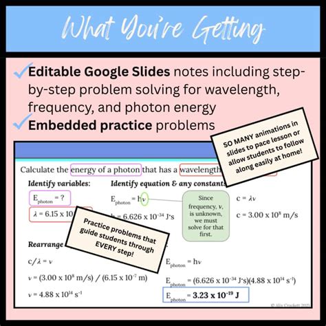Wave Calculations Wavelength Frequency Photon Energy Notes And Practice