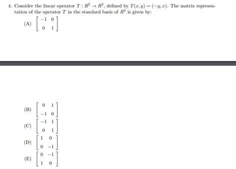 solved 4 consider the linear operator t r2→r2 defined by