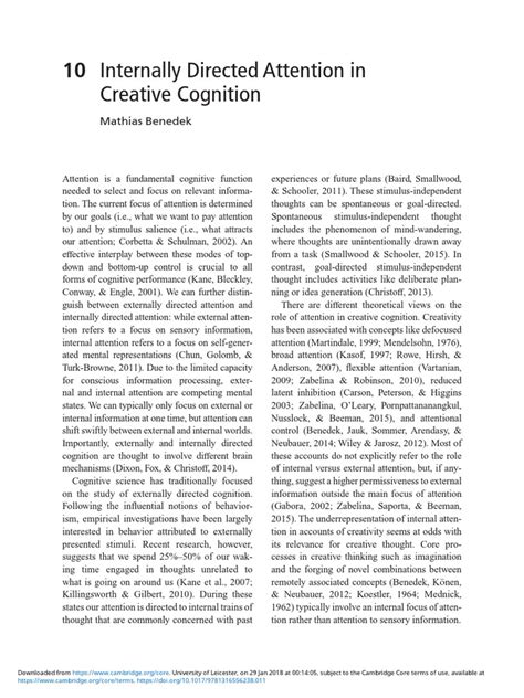 Benedek Internally Directed Attention In Creative Cognition Pdf