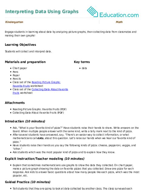 Interpreting Data Using Graphs Lesson Plan