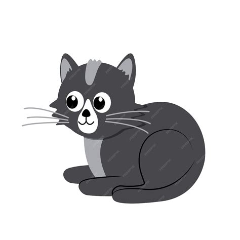 Premium Vector Black Kitty Lies Cat Kitten Flat Cartoon Vector