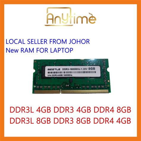 แรมแล็ปท็อป 4gb 8gb Ddr3 Ddr3l Ddr4 Pc3l แรงดันไฟฟ้าต่ํา 1600mhz