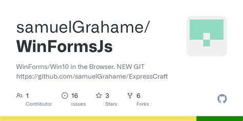Github Samuelgrahame Winformsjs Winforms Win In The Browser New Git Https Github