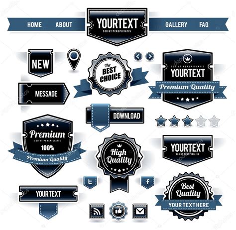 Vector Set Of Retro Labels Buttons And Icons Stock Vector By Vecster